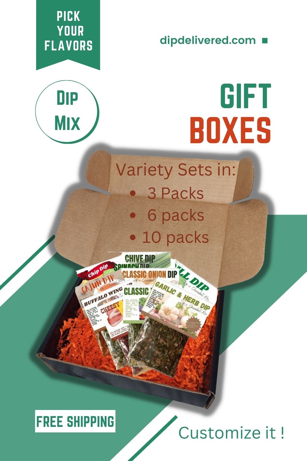Gift Box 10 Pack of Dry Dip Mix Packages | Appetizer and Party Snack G ...